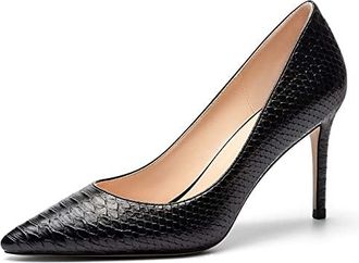 elashe Escarpins Femme Bout Pointu Talon Aiguille, 8 cm Slip on Vernis Pumps, Classiques Soirée Bureau Talon Haut NoirEU38