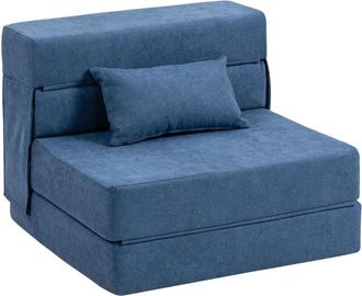 HOMCOM Fauteuil convertible 1 place - HOMCOM - pliant - coussin - pour invit&eacute;s, salon, petit espace - tissu flanelle - 210x80x15cm - bleu