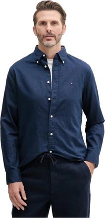 Tommy Hilfiger Homme, Chemises, Bleu, Taille: S Chemise ML logo coton lin
