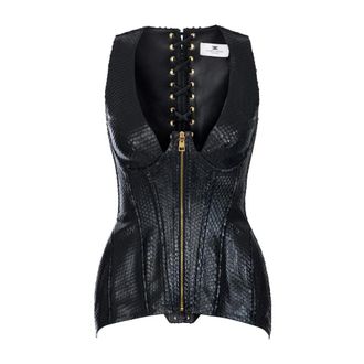 Elisabetta Franchi Gilet Bustier aus Nappa - - Tops - Damen - Schwarzk - XS