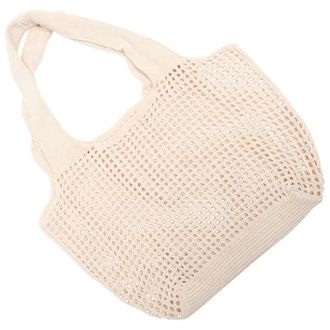 IFUNDOM ifundom Paquet Fourre-Tout d&Eacute;t&eacute; pour Femmes en Tissu Ajour&eacute; Tricot&eacute; Grand Paquet de Plage Creux en Maille Couleur Beige Abricot L&eacute;ger et Spacieux pour