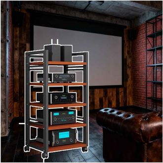 Generic 5-stufiges AV-Medienregal Auf Rollen, Medienkonsole Mit Verstellbaren Regalen, Metall-Audio-Rack, Mobiler Spielkonsolenst&auml;nder, Stereo-Audioregale F&uuml;r