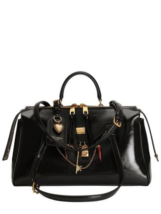 Dolce & Gabbana Womens Victory Black Leather Shoulder Bag