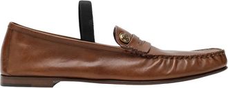 Versace Homme, Chaussures, Brun, Taille: 43 EU Mocassins Penny en cuir orn&eacute;s du logo