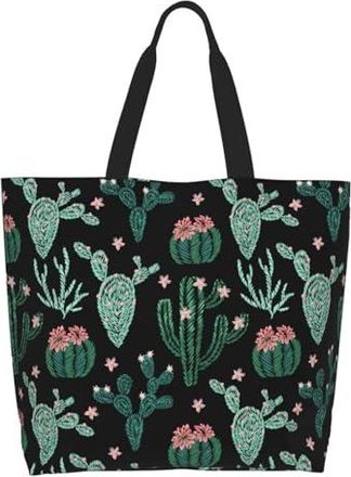 Generic Fleur De Cactus Tendance Sac Courses R&eacute;utilisable Tote Bag Grand Sac &Agrave; Bandouli&egrave;re Pour Plage Universit&eacute; Voyage