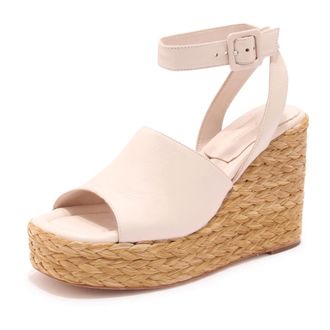 Paloma Barceló Femme, Chaussures, Rose, Taille: 36 EU Sandale compensée en raphia avec détail en soie