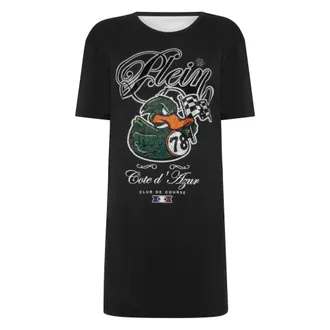 Philipp Plein Femme, Robes, Noir, Taille: 44 FR T-shirt Robes Courtes Duck Strass