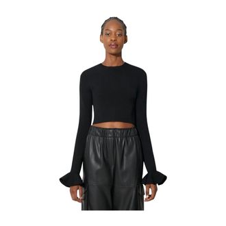 J.W.Anderson Cropped Ruffled Cuff Top - - Knitwear - Damen - Schwarzk - XS