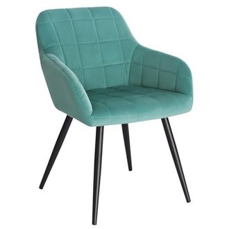 Woltu Chaise de Salle &agrave; Manger, Chaise de Cuisine rembourr&eacute;e en Velours, Pied en m&eacute;tal, Vert Turc