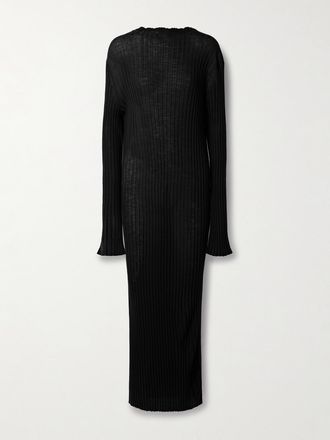 Khaite Sigrid Maxikleid Aus Einer Gerippten Merinowollmischung - Schwarz