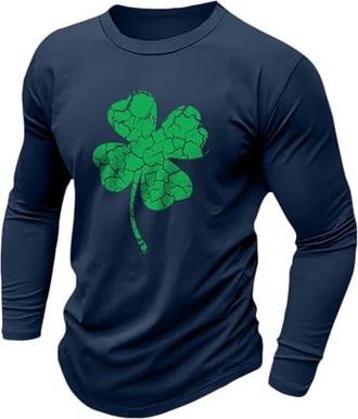 Generic T-shirt &agrave; manches longues et col rond pour homme - Couleur unie - Style d&eacute;contract&eacute; et tendance, Bleu marine B., 3XL