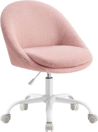 Songmics Songmics - Chaise de Bureau, Fauteuil Pivotant en Peluche, Si&egrave;ge Confort, Rembourrage en Mousse, R&eacute;glable en Hauteur, pour Bureau, Chambre, Rose