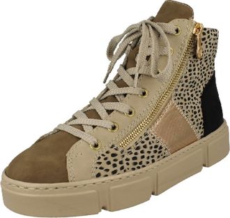 Rieker Antistress Damen-Schuh aus Segeltuch, Leopardenmuster, beige, 39 EU