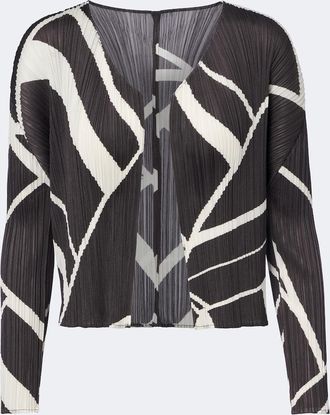 Pleats Please Issey Miyake Bedruckter Cardigan Fold Line