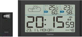 Hama Wetterstation Sylt mit Au&szlig;ensensor, Funk schwarz 222216