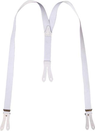 Harrys-Collection Hosenträger Knopfloch echte Lederpatten 11 Farben, Größen:130 cm, Farben:weiss