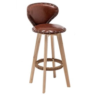 Generic Vintage Barhocker, 360&deg; drehbar, mit R&uuml;cken- und Fu&szlig;st&uuml;tze, gepolstert mit PU-Leder, Tresenhocker, hoher Stuhl f&uuml;r Kneipe, Caf&eacute;, K&uuml;che und K&uuml;cheninsel