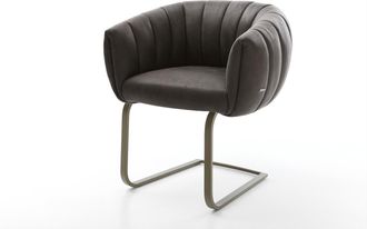 DELIFE Freischwinger Jada-Flex Mikrofaser Anthrazit Vintage Freischwinger flach Effektfinish Titan Taschenfederkern, Esszimmerst&uuml;hle