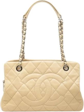 Chanel Sac bandouli&egrave;re matelass&eacute; en cuir caviar Pre-owned - Femme - Pre-owned - Beige - Taille: ONE Size