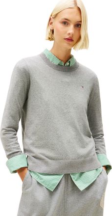 Tommy Hilfiger Damen CO Jersey FINE GG LS C-NK SWT WW0WW44984 Pullover Sweater, Grau (Med Heather Grey), 3XL, Grau (Med Heather Grey), 3XL Gro&szlig;e Gr&ouml;&szlig;en