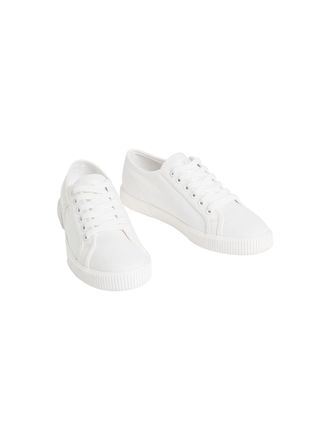 Calvin Klein Jeans Sneaker CALVIN KLEIN JEANS ESS VULC LOW CV MG WN, Damen, Gr. 36, wei&szlig;, Textil, unifarben, Schuhe Sneaker, Halbschuh, Freizeitschuh, Schn&uuml;rschuh in Ret