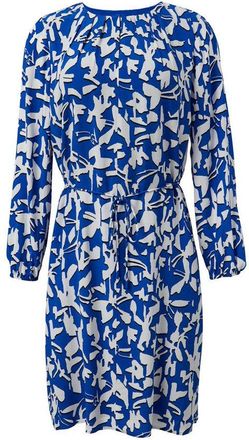 Comma Minikleid Kleid Gemustertes Midi-Kleid mit Faltenausschnitt