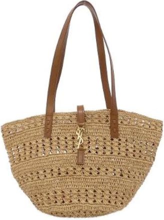Saint Laurent Pre-owned Panier Small Raffia Shoulder Bag - Femme - Pre-owned - Beige - Taille: ONE Size