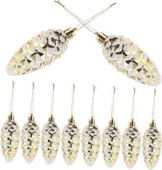 SOLUSTRE Tannenzapfen Dekoration Plastik Goldfarben Weihnachtsbaumschmuck Weihnachtsfeier Hängedekoration 10 Stück