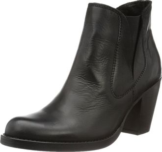 Pieces Damen Beate Leather Chelsea Boots, Schwarz (Black)