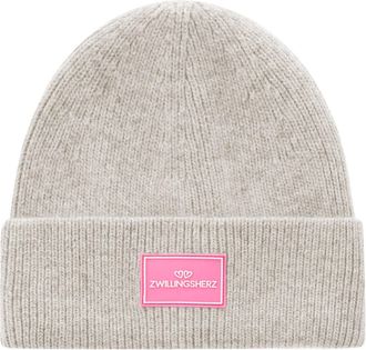 Zwillingsherz Damen Beanie Strickm&uuml;tze mit Moin Patch, Warme Winterm&uuml;tze aus Polyacryl-Viskose-Wolle, One Size, Modern Style f&uuml;r Alltag, Handw&auml;sche (Grau)