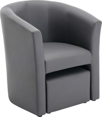 Vente-Unique Vente-unique - Fauteuil cabriolet et pouf en simili gris jovana