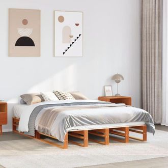 vidaXL Massivholzbett ohne Matratze Wachsbraun 140x200 cm Kiefernholz Vidaxl