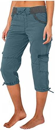 ORANDESIGNE Minetom Pantalons Femme Pantacourt Cargo DÉté 3/4 Long Capri Pantalon avec Poches Ample Elastique Sarouel Lâche Fitness Sport Yoga Shorts De Plage À C