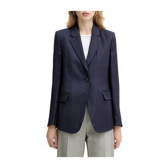Marella Femme, Vestes, Bleu, Taille: 46 FR Blazer en Viscose et Lin