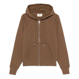 Ami Homme, Sweatshirts et sweats &agrave; capuche, Brun, Taille: XL Sweat &agrave; Capuche et Fermeture &Eacute;clair Noisette