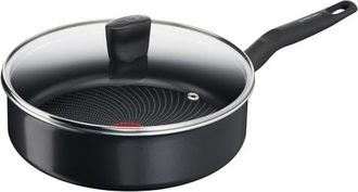 T-fal Schmorpfanne mit Decke 24 cm StartEasy, Induktion, Titanium-Antihaftversiegelung, Thermo-Signal bei idealer Brattemperatur, Bratpfanne für alle Herdar