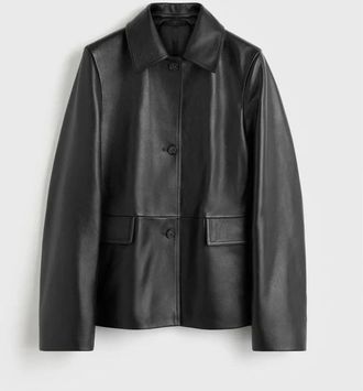 Toteme Femme, Vestes, Noir, Taille: 40 FR Veste en cuir grain&eacute;