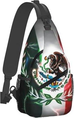 Generic Multifonction Sacoche Homme Bandouliere Drapeau du Mexique Cool Light Eagle Sac &agrave; Bandouli&egrave;re Casual Sac DEpaule pour &eacute;cole Camping Cyclisme