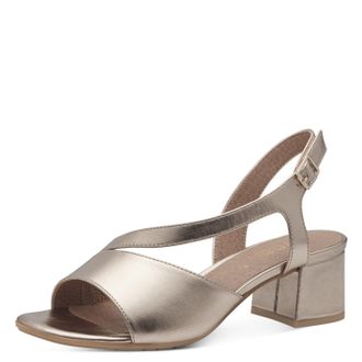 Jana Damen Sandalen mit Absatz mit verstellbarem Riemen Vegan, Gold (Champagner), 38 EU