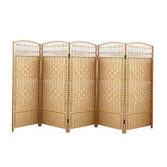 Generic Kurzer Raumteiler, Kindergarten-Trennwand, Faltbare Rattan-Raumteiler, Hohles Design, for B&uuml;ro, Wohnzimmer, Schlafzimmer(Yellow,30x50cm-5 Pieces)