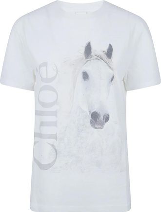 Chlo&eacute; Femme, Tops, Blanc, Taille: 40 FR Crew Neck T-Shirt