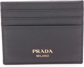 Prada porte-cartes en cuir grainé (2010-2025) - Noir
