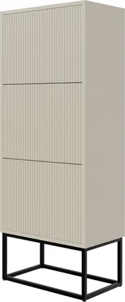 Selsey Schuhschrank Schuhregal 50 cm 3 Klappen Schuh Schrank 12 Paar Schuhe Schuhaufbewahrung Stehend Graubeige Schwarze Beine Veldio