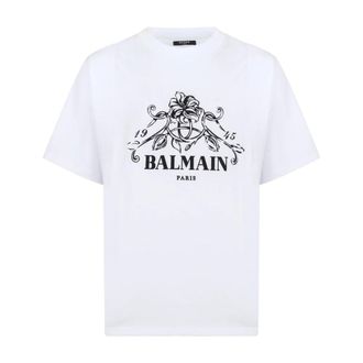 Balmain Homme, Tops, Blanc, Taille: L T-shirt imprim&eacute; Vigne