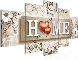 Runa Art Bild Wohnzimmer Home Vintage 5 Teilig Home Herz Beige Wandbilder auf Vlies Leinwand 030953a
