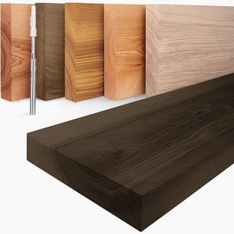 Lamofootwear Manufaktur &Eacute;tag&egrave;re Flottante Murale Bois avec Fixation Invisible | &Eacute;tag&egrave;re 100 cm Largeur pour Salon, Cuisine, Bureau | Couleur : Noir, Bord : Droit |