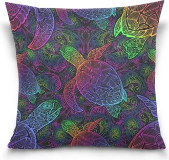 HMZXZ Kissenbezug 45x45cm Meer Schildkr&ouml;te Boho Dekorative quadratische Kissenbez&uuml;ge Kissenh&uuml;ller f&uuml;r Couch Sofa Schlafzimmer Wohnzimmer
