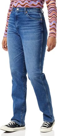 Wrangler Damen Mom Straight Jeans, Smoke Sea, 27W / 32L