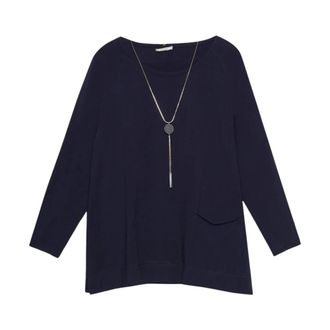 Elena Miro Rundhals T-Shirt - - Tops - Damen - Blau - S