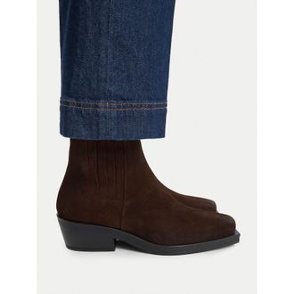 Tommy Jeans Stiefeletten Tommy Jeans Tjw Suede Cowboy Boots EN0EN03142 Dunkelbraun